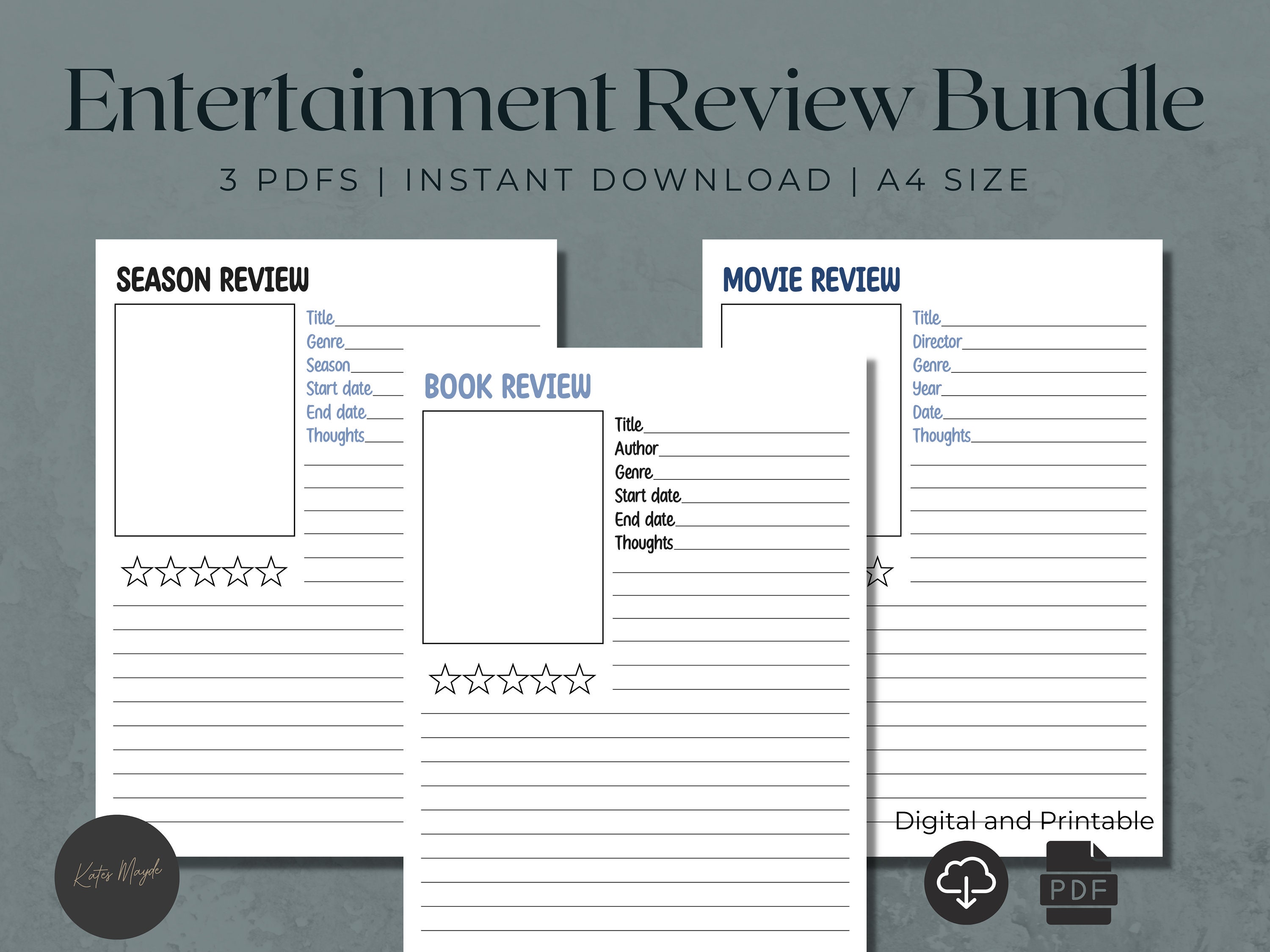 Entertainment Review Bundle Blue Digital Movie Review Book Review ...