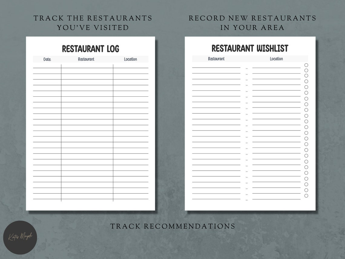 Digital Restaurant Review Journal | Restaurant to Try | Review Template ...