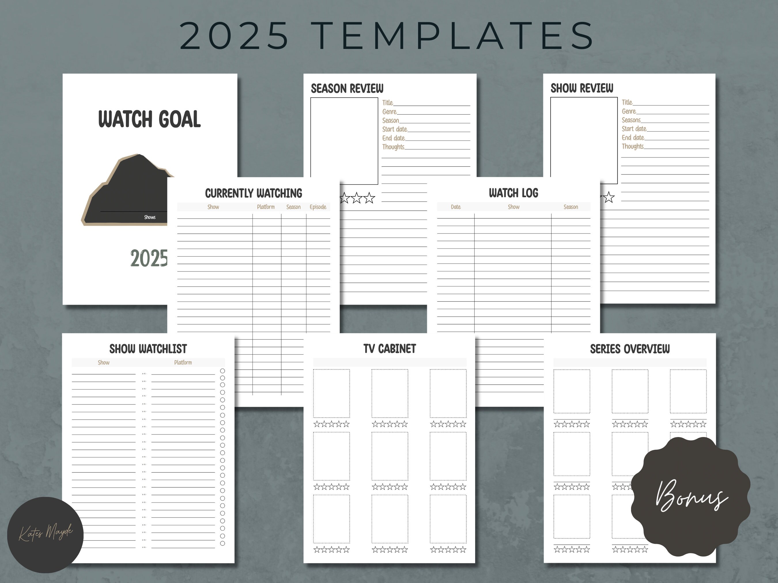 Digital TV Show Journal | TV Show Log | Tv Show Tracker | TV Series ...