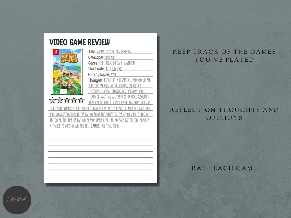 Digital Video Game Tracker | Video Game Review | Game Review Template ...