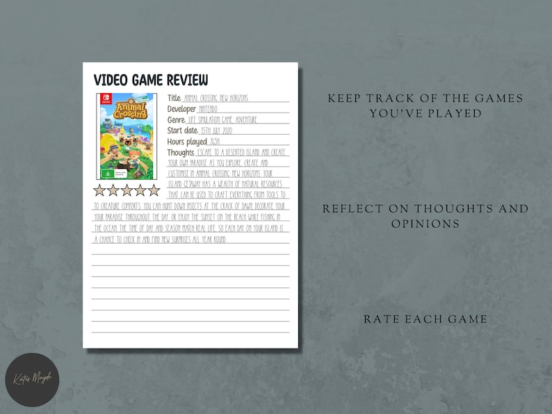 Digital Video Game Tracker | Video Game Review | Game Review Template ...