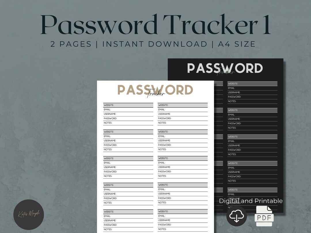 Digital Password Tracker | Password Keeper | Digital Password Log ...