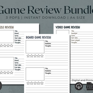 Digital Game Review Bundle | Board Game Tracker | Printable Review ...