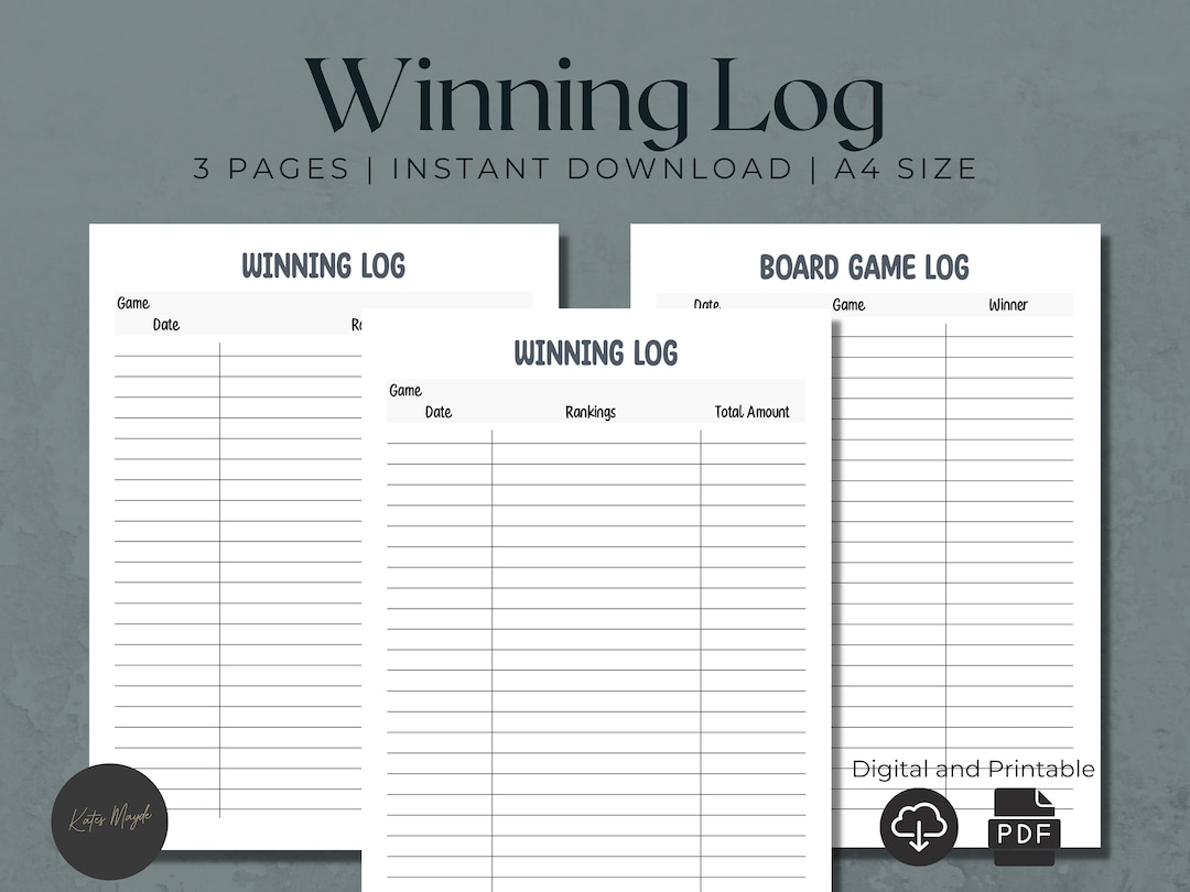 Digital Winning Log | Game Night Tracker | Winner Tracker | Wins Log ...