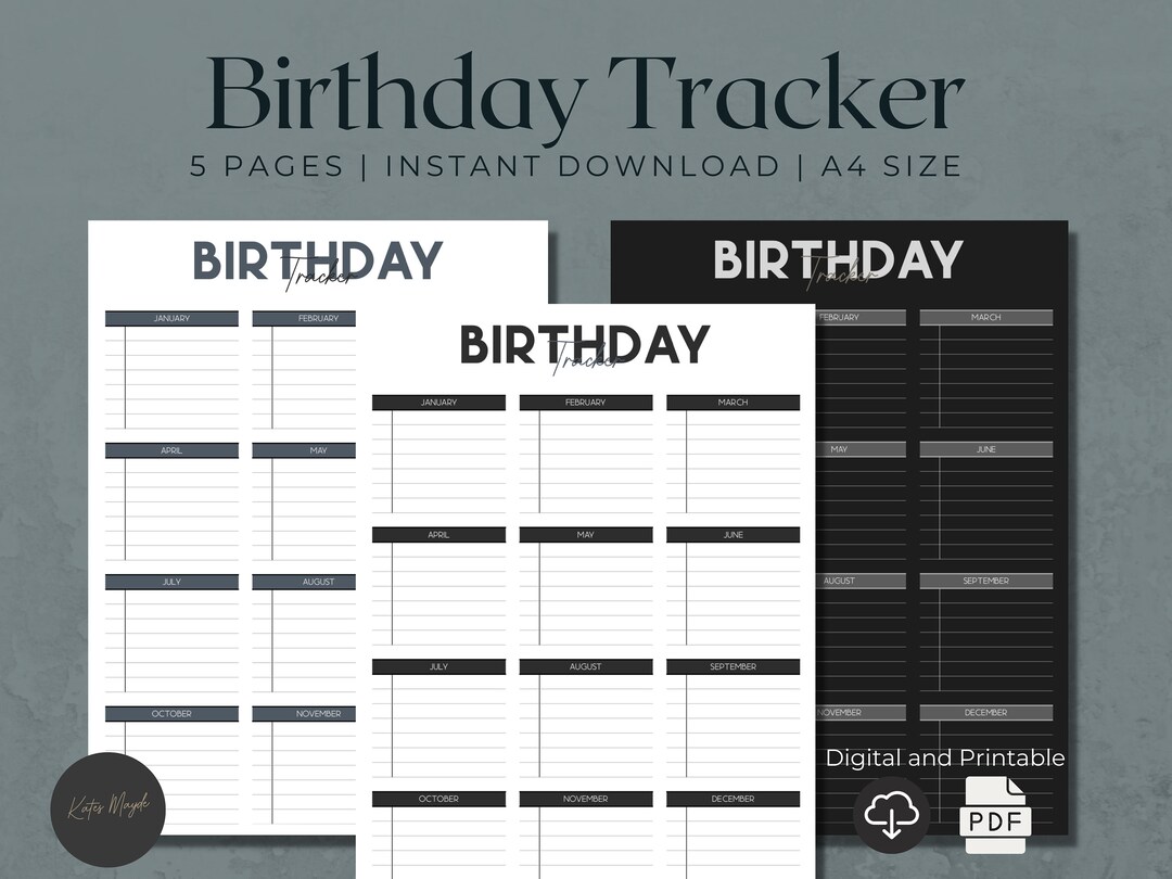 Digital Birthday Tracker | Birthday Calendar | Birthday Planner ...