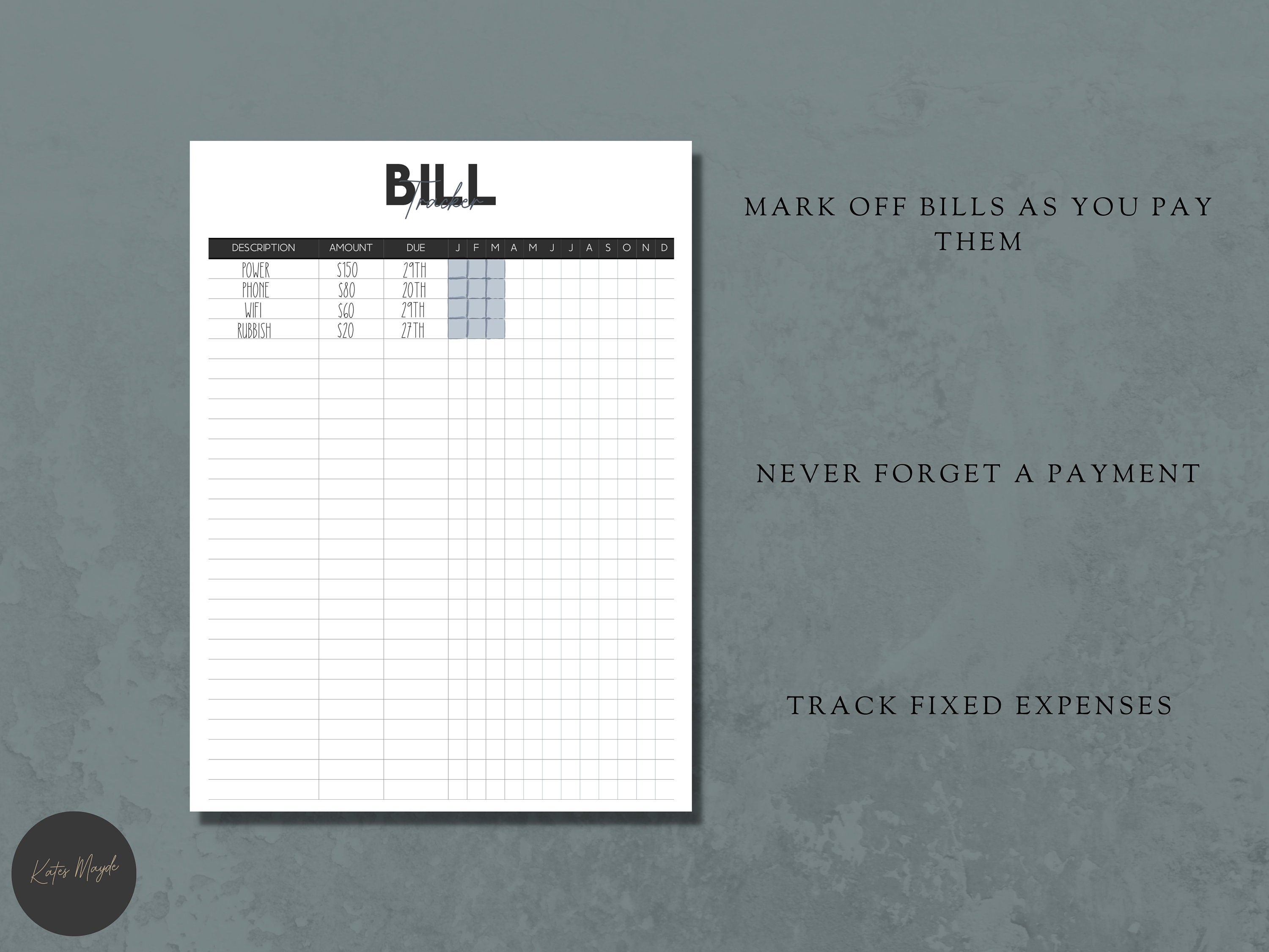 Digital Bill Tracker Expense Tracker Monthly Bill Tracker - Etsy