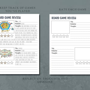 Digital Game Review Bundle | Board Game Tracker | Printable Review ...