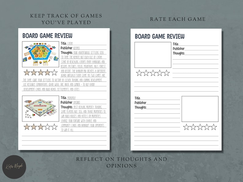 Digital Game Review Bundle | Board Game Tracker | Printable Review ...