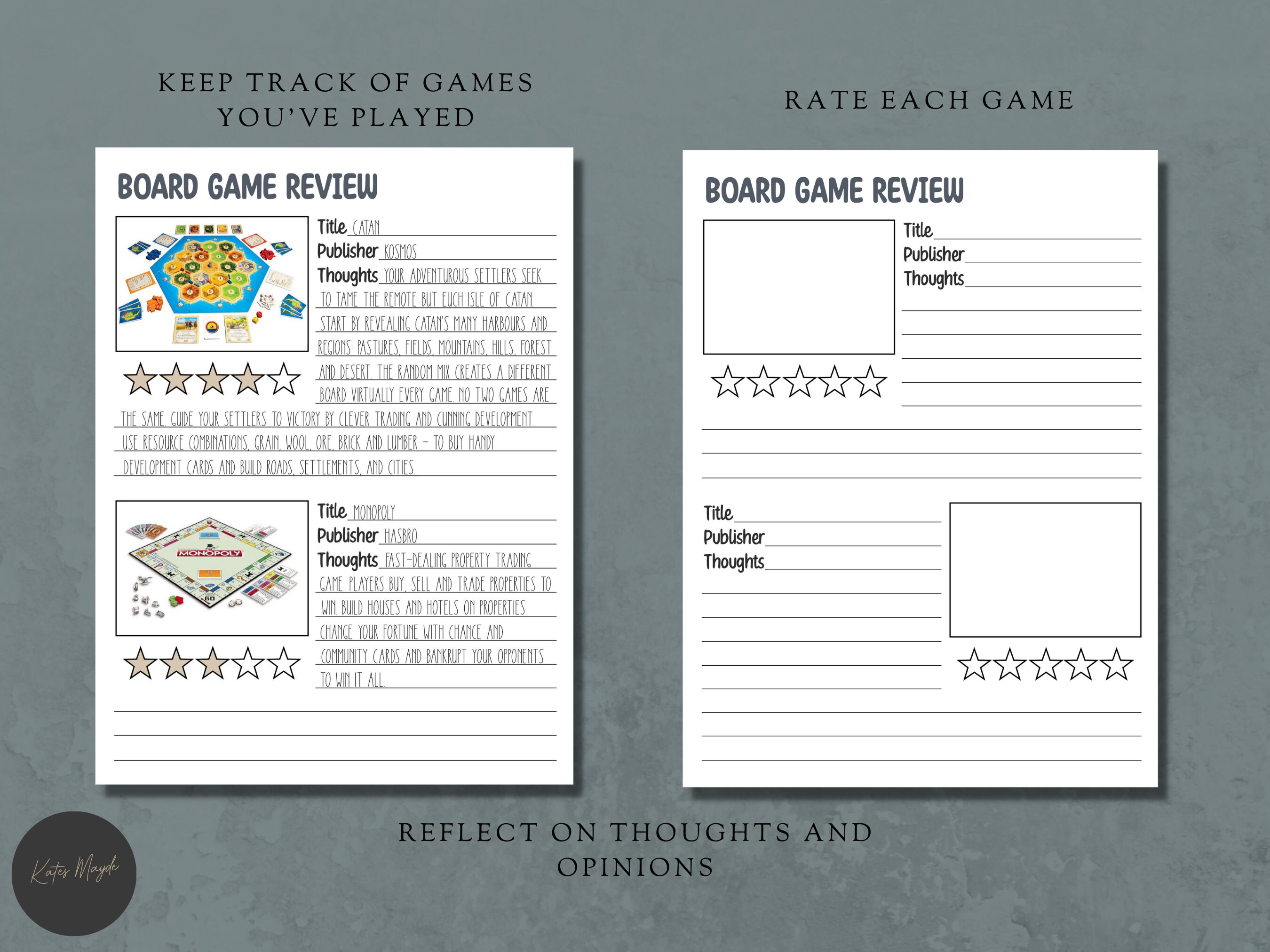 Digital Game Review Bundle | Board Game Tracker | Printable Review ...