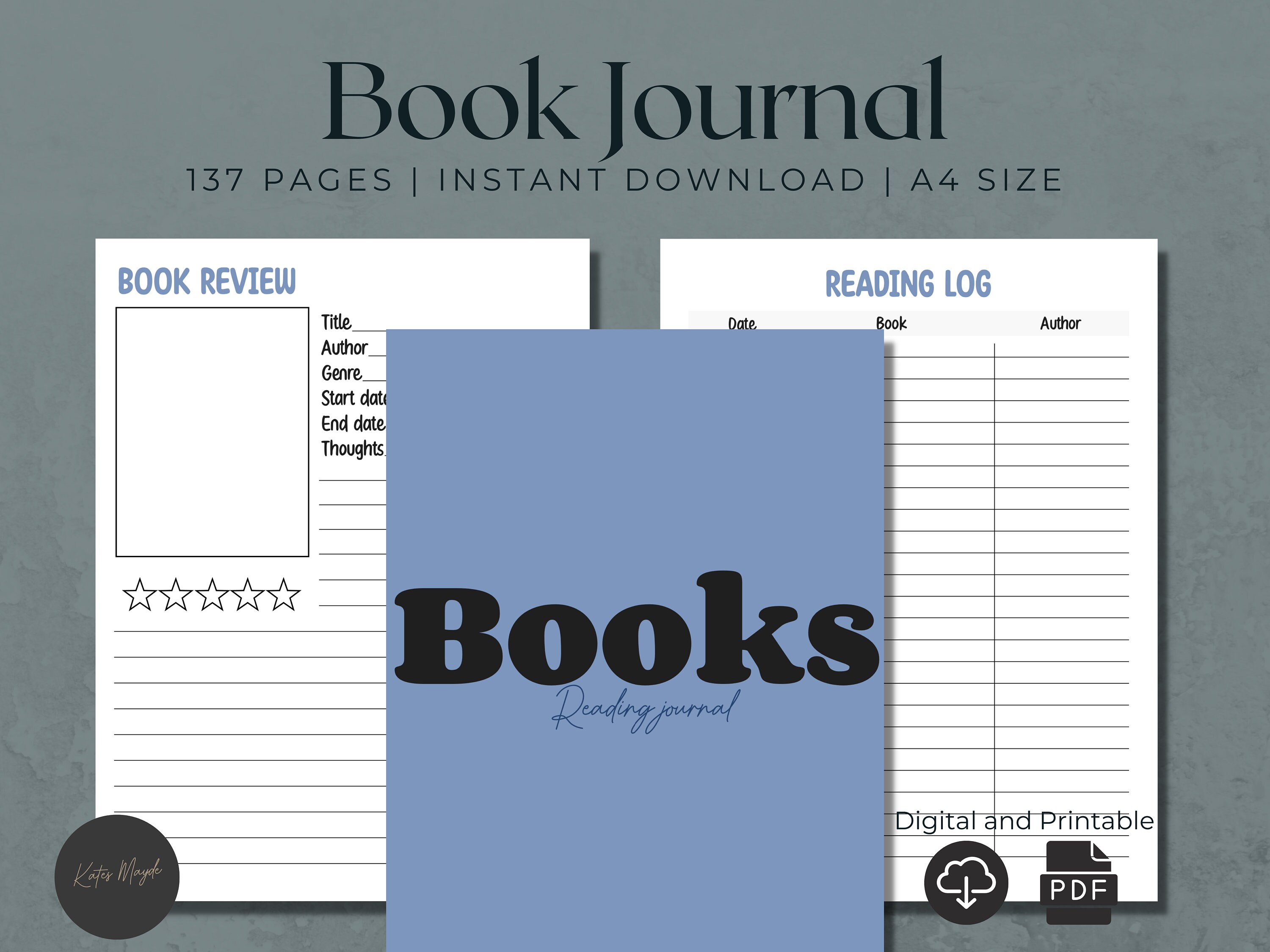 Digital Book Journal | Reading Journal | Reading Planner Inserts ...