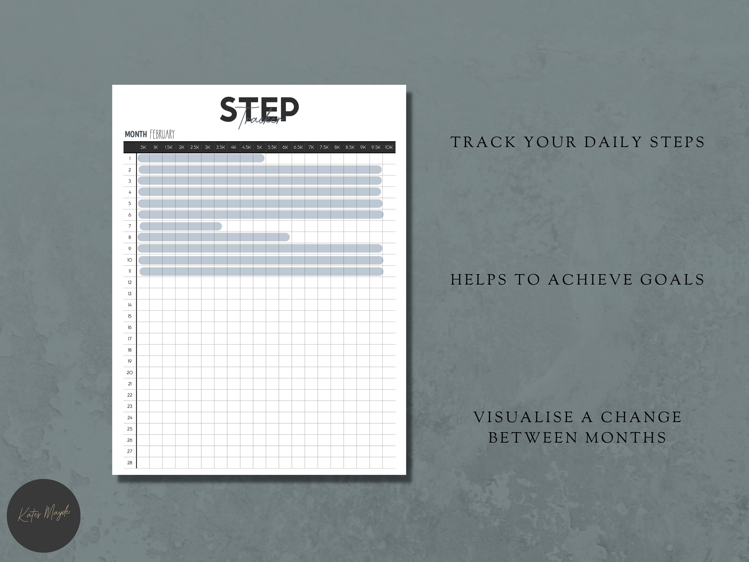 Digital Step Tracker | Fitness Planner | Walking Tracker | Daily Step ...