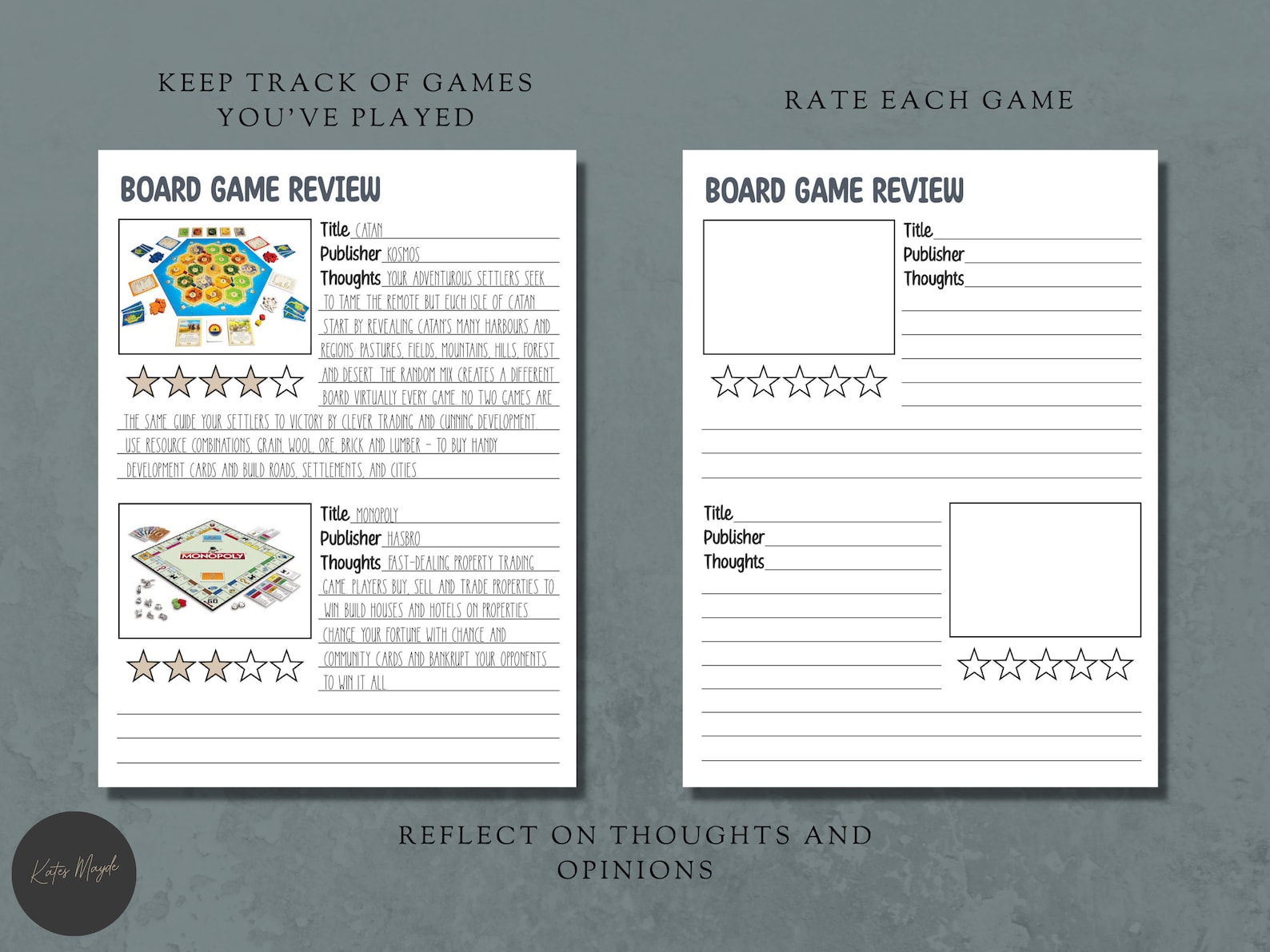 Digital Board Game Review | Board Game Tracker | Printable Review ...