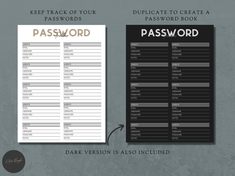 Digital Password Tracker | Password Keeper | Digital Password Log ...