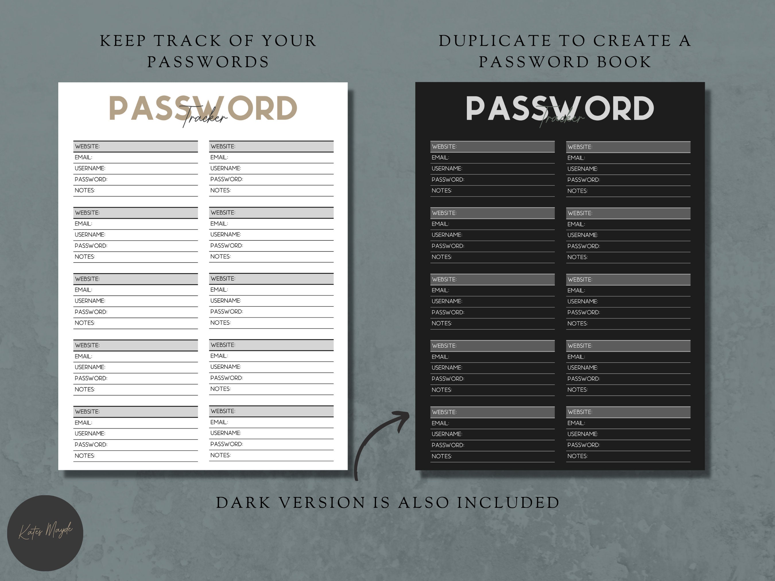 Digital Password Tracker | Password Keeper | Digital Password Log ...
