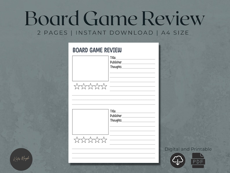 Digital Board Game Review | Board Game Tracker | Printable Review ...