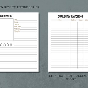 Digital TV Show Journal | TV Show Log | Tv Show Tracker | TV Series ...