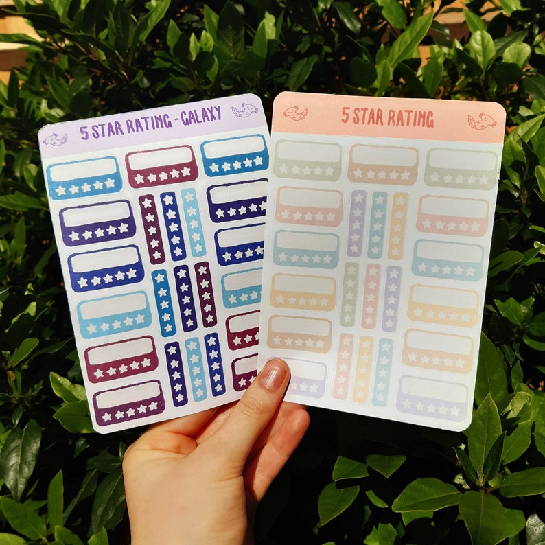 5 Star Rating Sticker Sheet in Various Colours Book Movie - Etsy