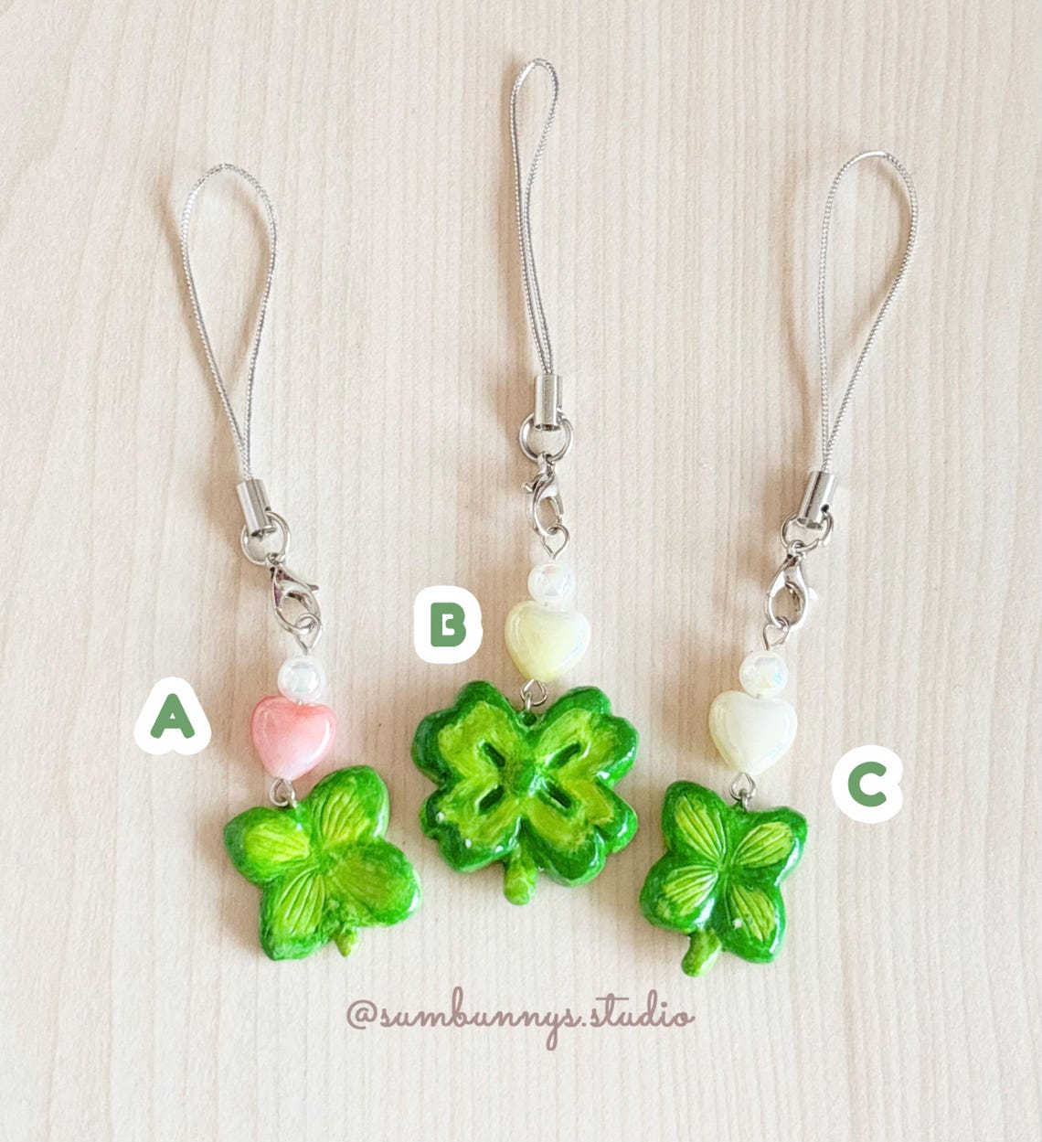 Lucky Four-leaf Clover Clay Charm – Handmade & Hand-painted Clay ...