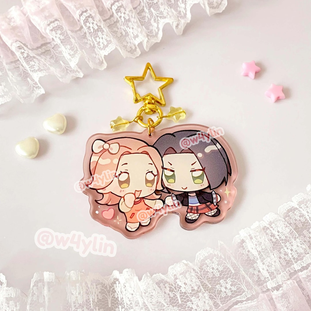 Handmade Nana and Hachi Keychain With Gold-frosted Star Beads - Etsy