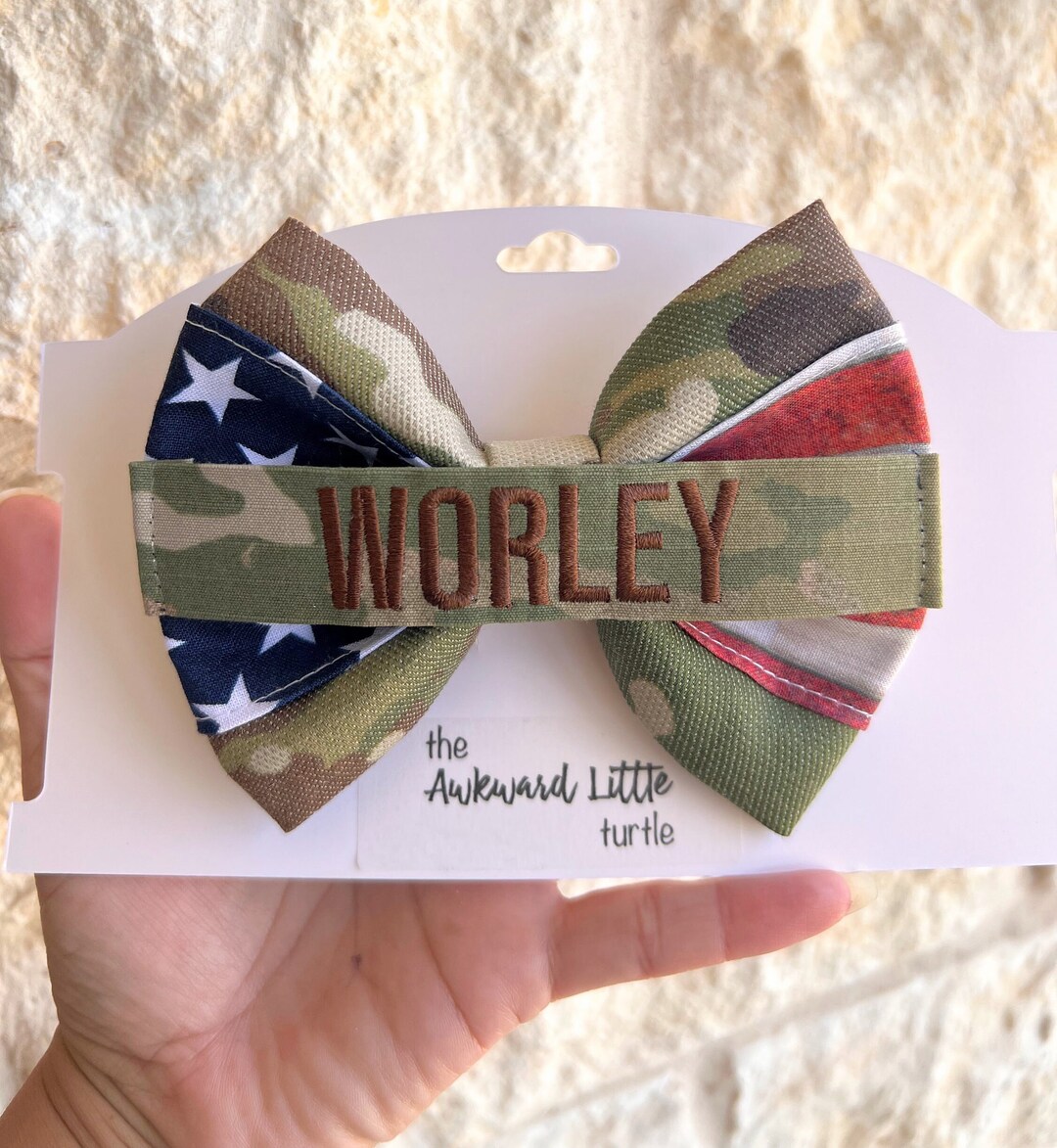 RWB Name Tape Bow, Military Bow, Personalized, Air Force Bow, Hair ...
