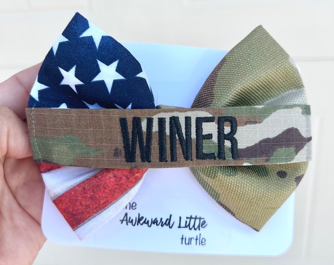 Patriotic RWB Name Tape Bow, Military Bow, Personalized, Air Force Bow ...