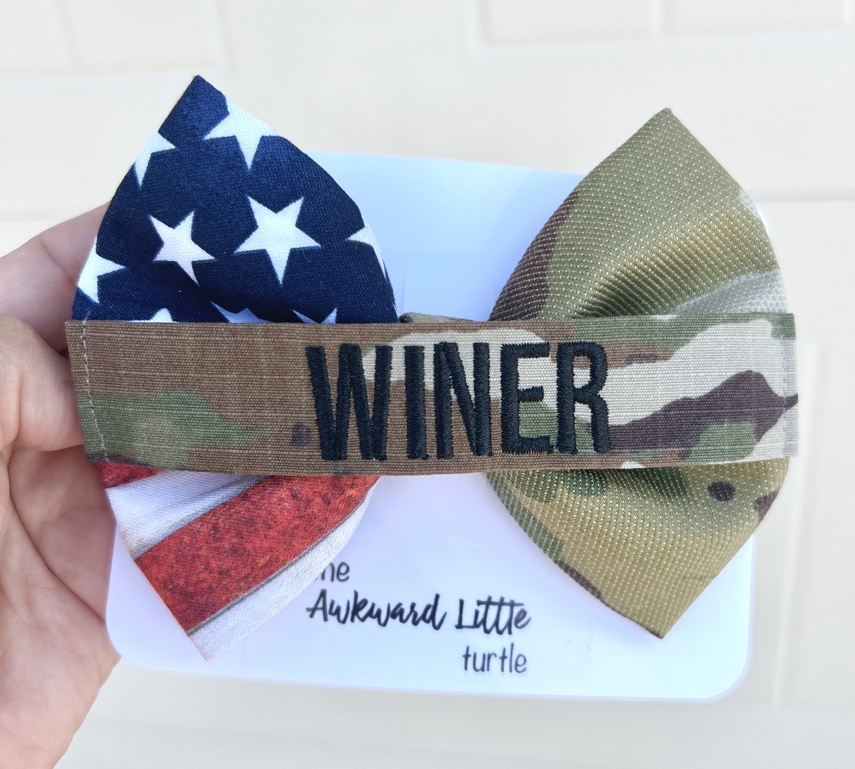 Patriotic RWB Name Tape Bow, Military Bow, Personalized, Air Force Bow ...