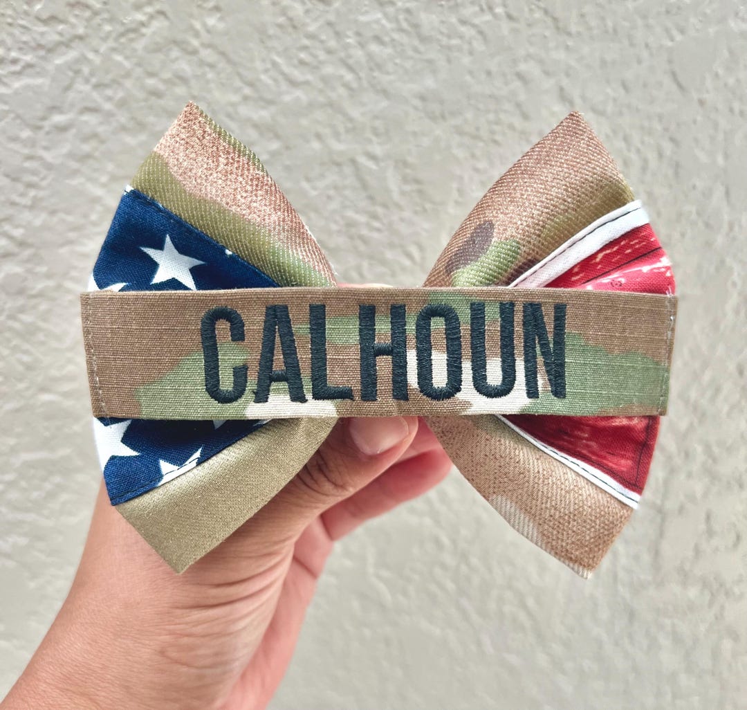 RWB Name Tape Bow, Military Bow, Personalized, Air Force Bow, Hair ...