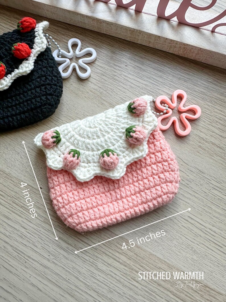 Crochet Mini Wallet Handmade Strawberry Wallet Airpods Pouch Airpods ...