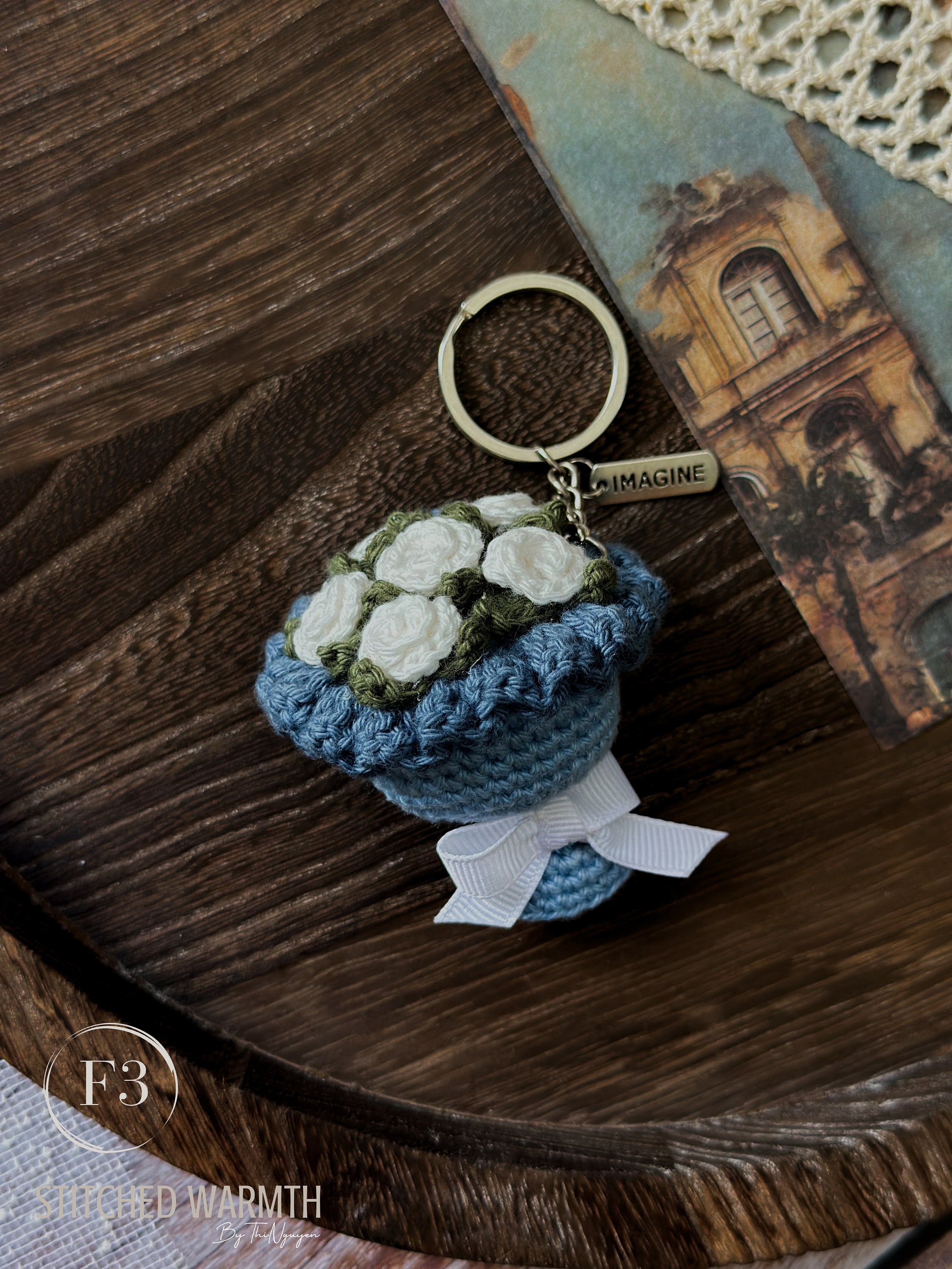 Girl Flower Bouquet Keychain Women Crochet Keyring Charming Handcrafted ...