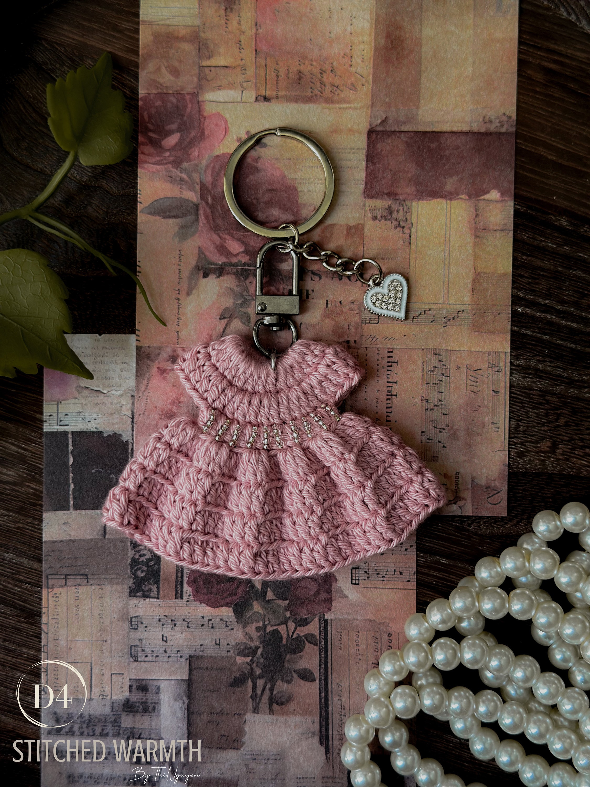 Girl Crochet Keychain Women Handmade Crochet Bag Charm for Purse Pink ...