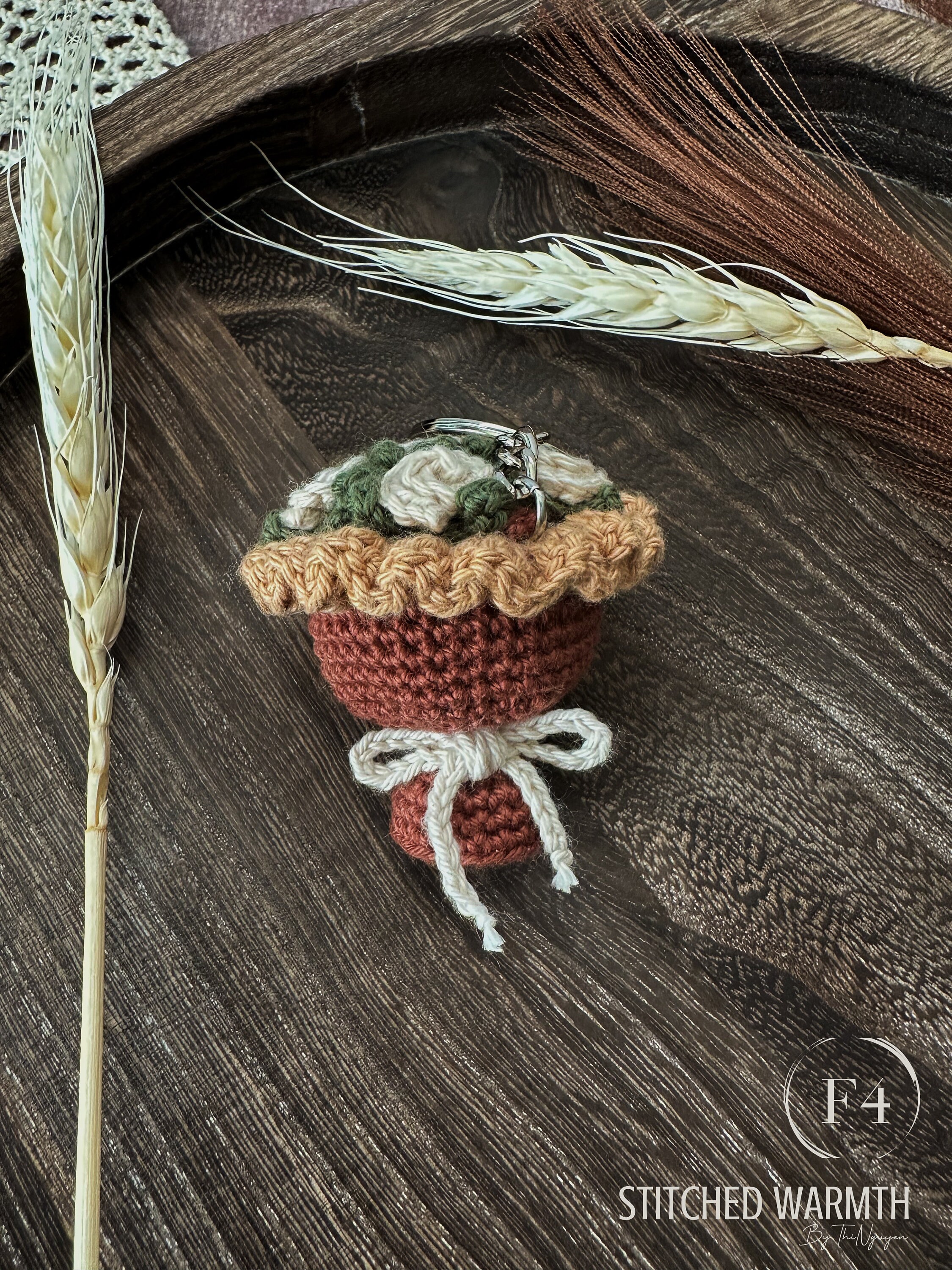 Flower Bouquet Keychain Women Crochet Keyring Bag Charm Stylish Floral ...