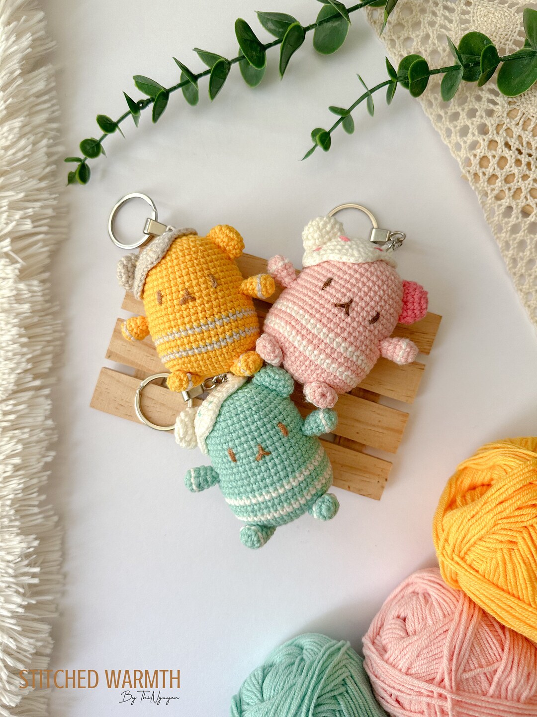 Custom Amigurumi Keychain Funny Crochet Keychain Gift Bright Color ...