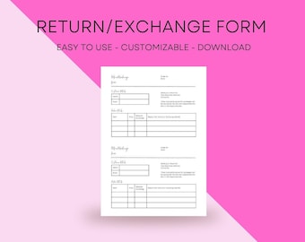 Return Exchange Form Template - Etsy