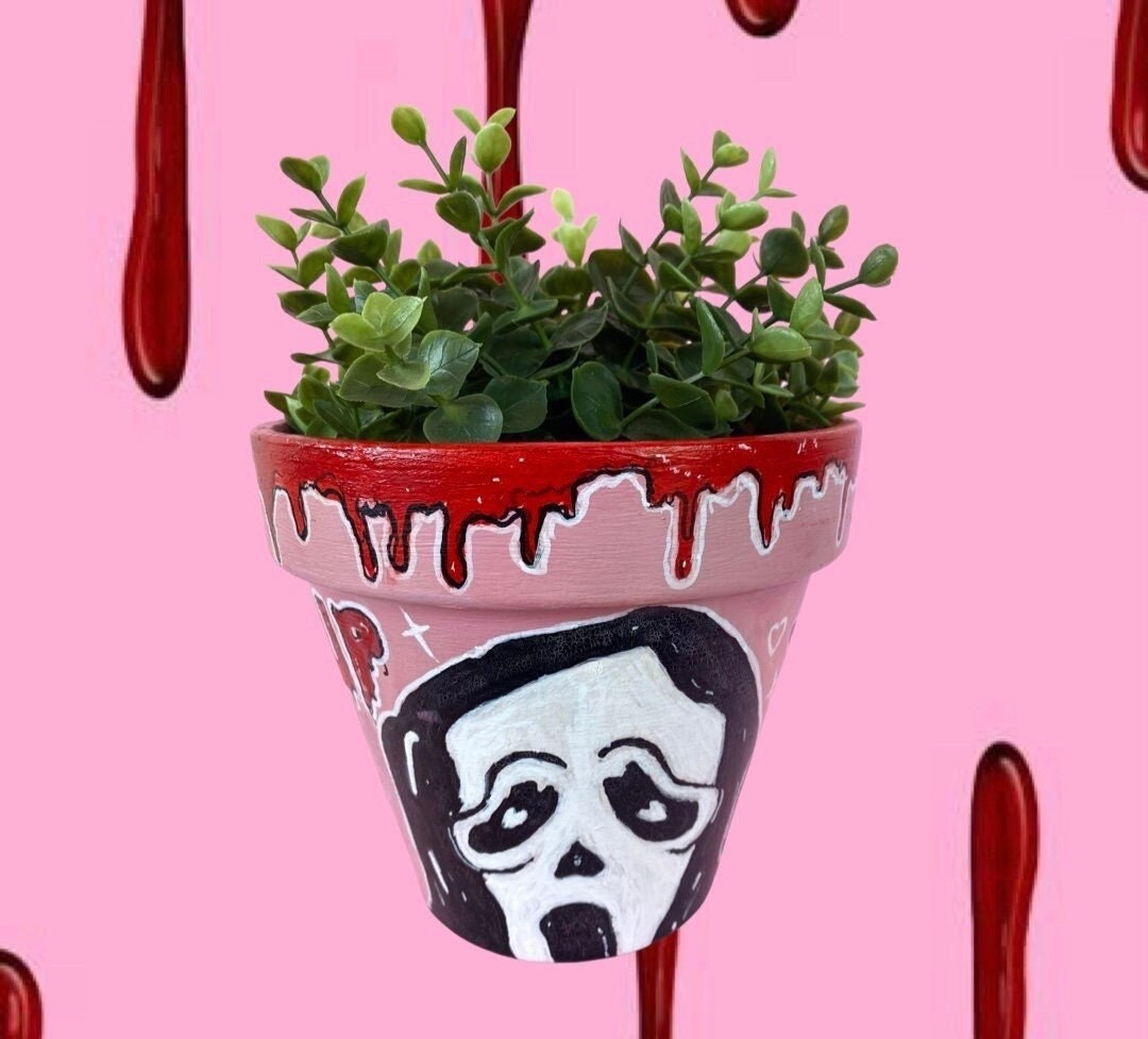 Ghost Face Planter, Scream Movie Painted Terracotta Plant Pot ...