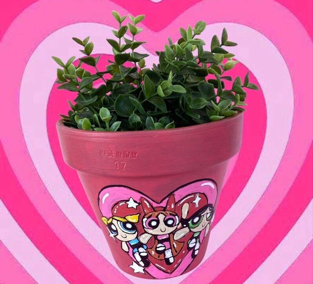 Power Puff Girls Painted Planter Pot, Hand Painted Terracotta Pot ...