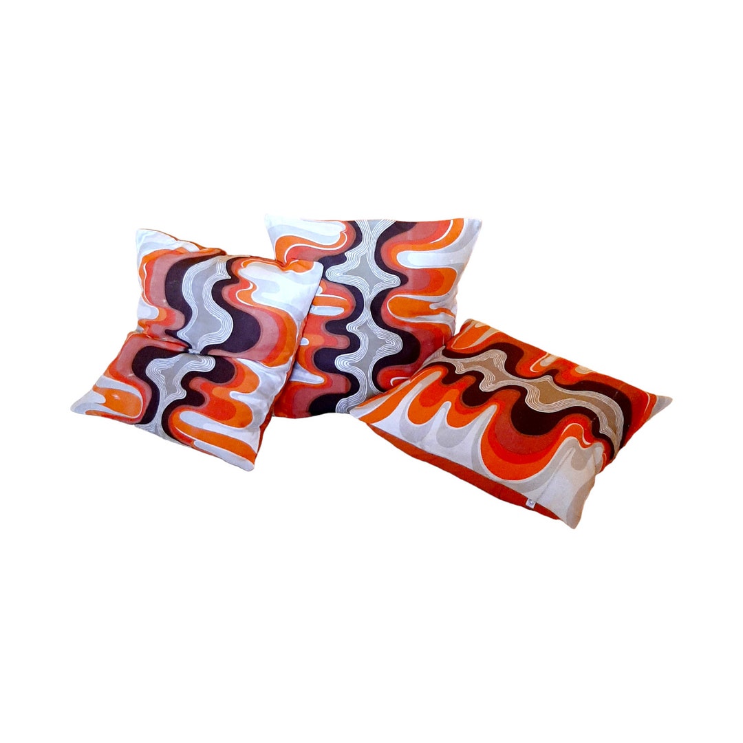 Decorative Cushions Made From Original 70s Fabric, Vintage Cushions ...