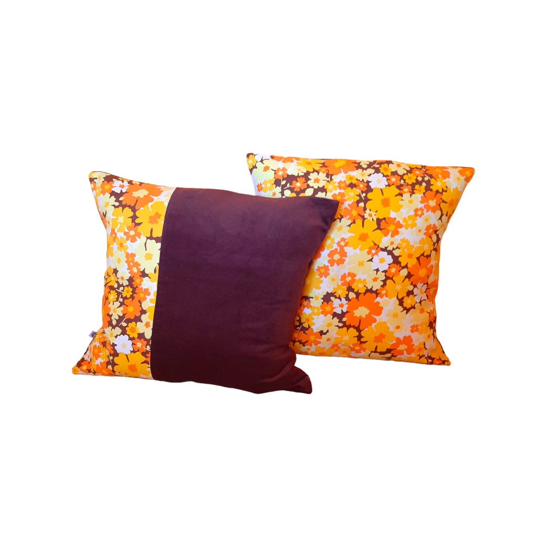 Decorative Cushions Made From Original 70s Fabric, Set of 2 Vintage ...