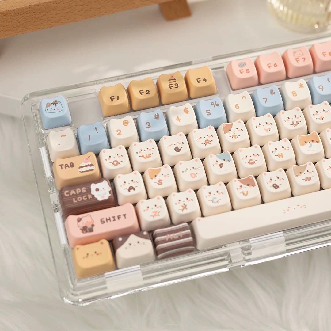 Cute Japanese Sea Salt Cat Anime Keycaps | MAO Profile Cat Shape Keycap ...