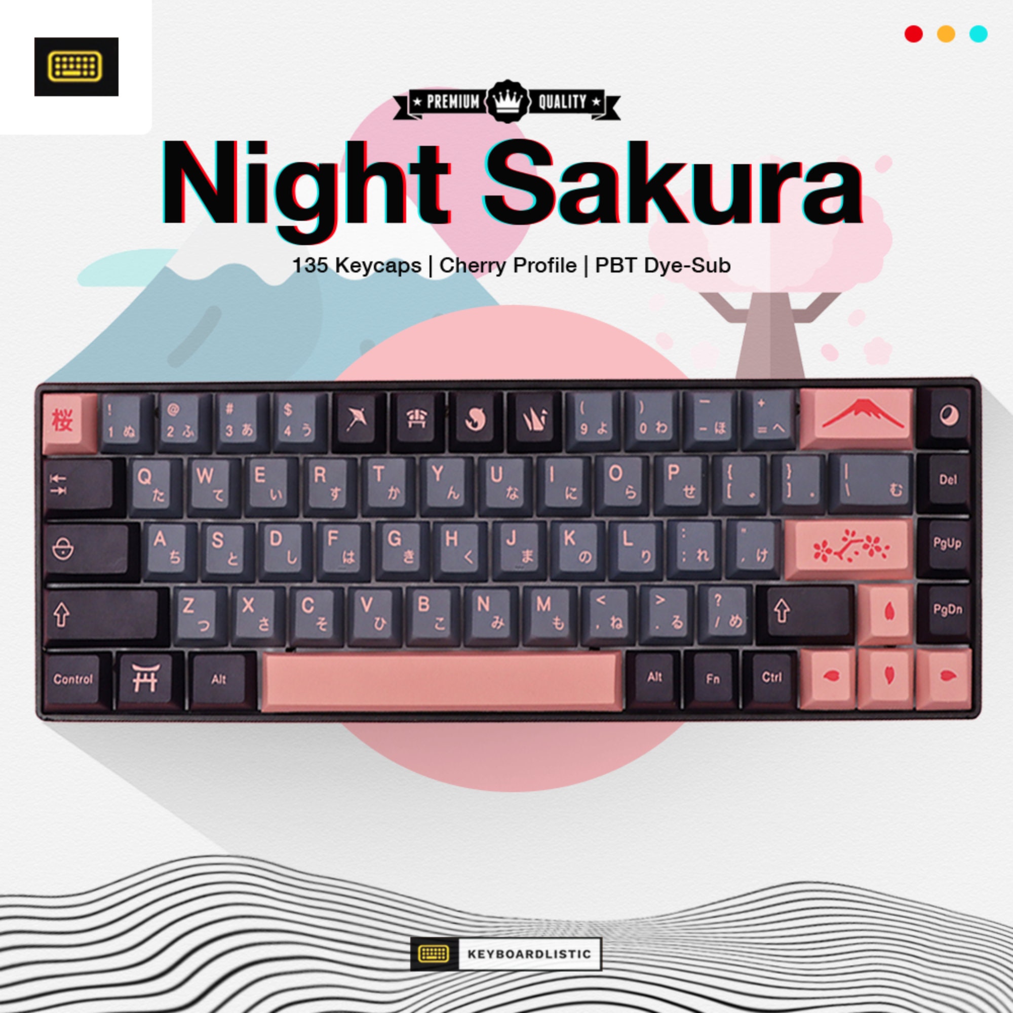 English/japanese Night Sakura Keycaps Cherry Profile PBT Dye-sub Royal ...
