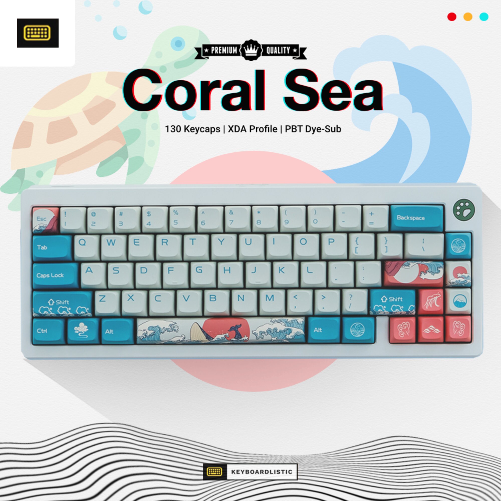 Coral Sea Keycaps XDA Profile PBT Dye-sub Royal Kludge Tecware Keychron ...