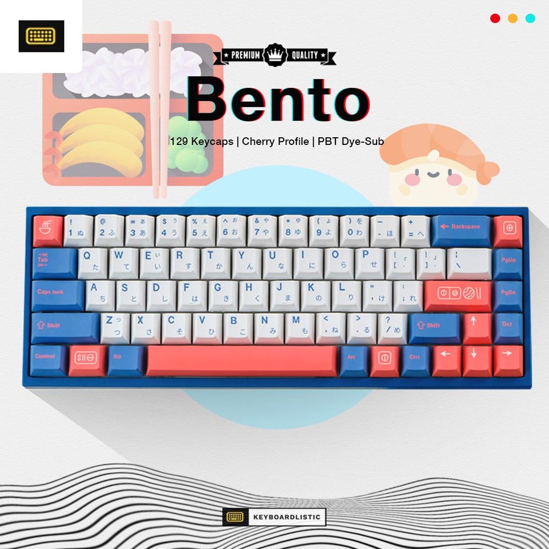 Bento Keycaps Cherry Profile PBT Dye-sub Royal Kludge Tecware Keychron ...