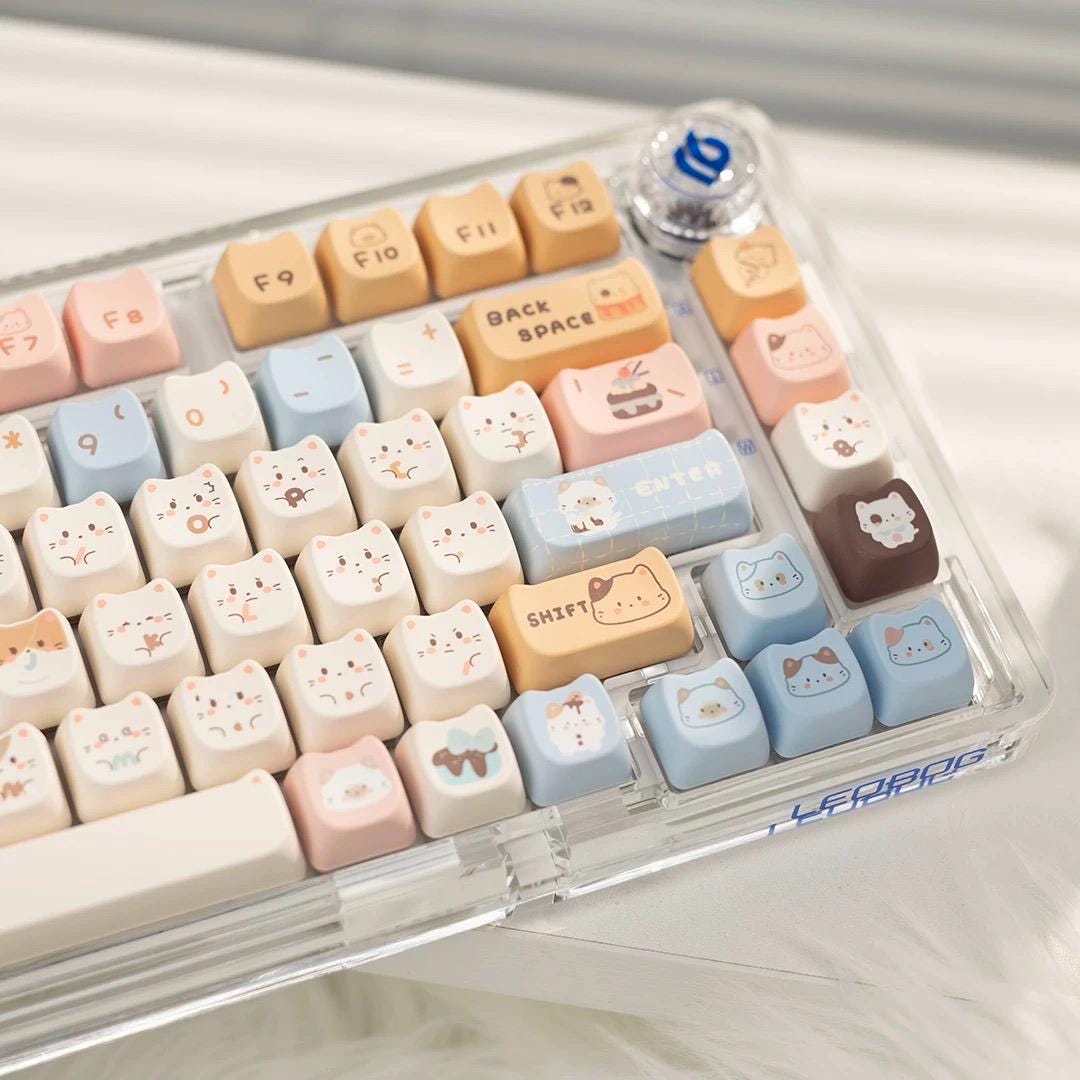 Cute Japanese Sea Salt Cat Anime Keycaps | MAO Profile Cat Shape Keycap ...