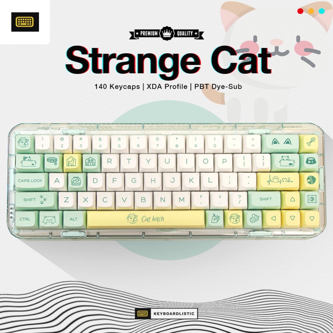Strange Cat Keycaps XDA Profile PBT Dye-sub Royal Kludge Tecware ...
