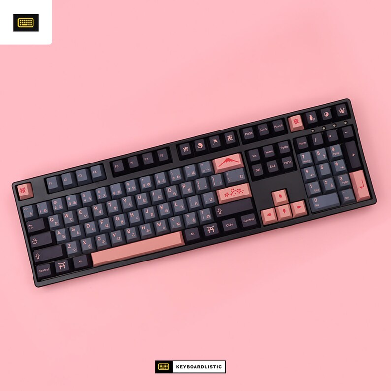 English/japanese Night Sakura Keycaps Cherry Profile PBT Dye-sub Royal ...
