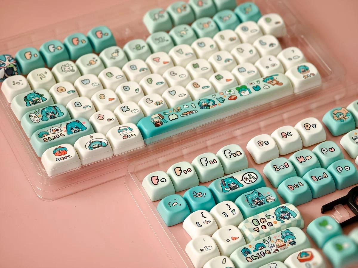 131 Keys Hatsune Miku Keycap Set Anime-themed Mechanical Keyboard ...
