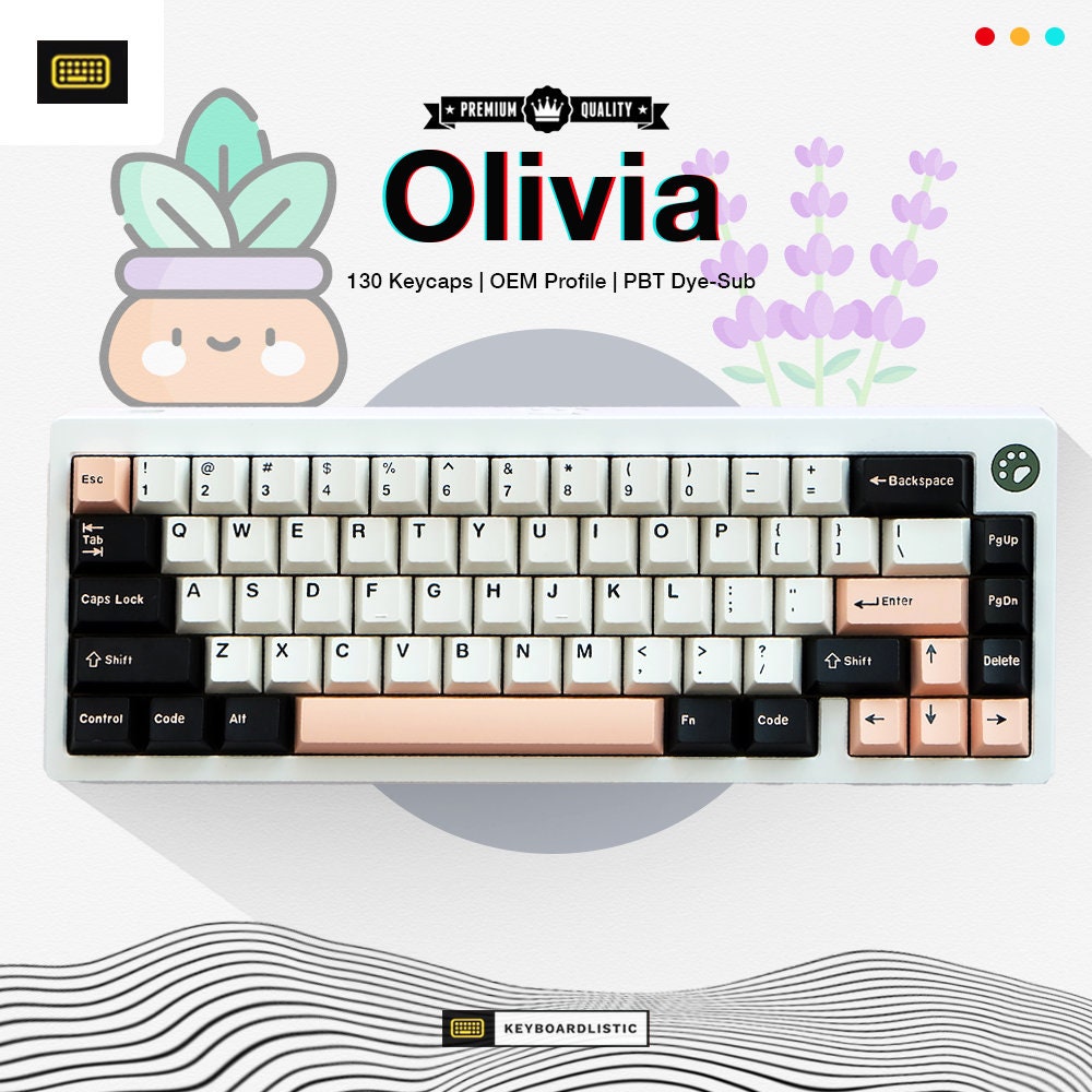 Olivia Keycaps OEM Profile PBT Dye-sub Royal Kludge Tecware Keychron ...