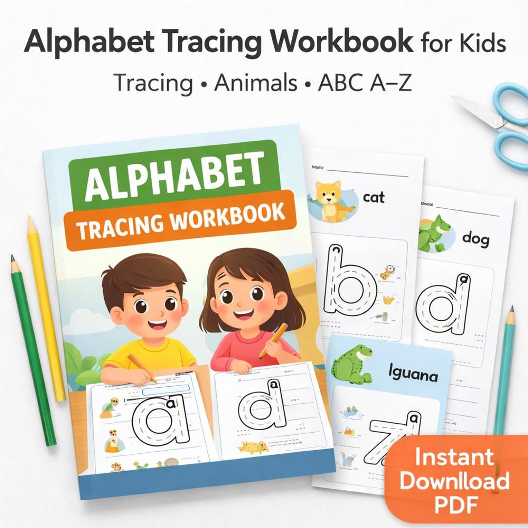 Alphabet Tracing Worksheets A-Z Printable, Animal ABC Learning ...