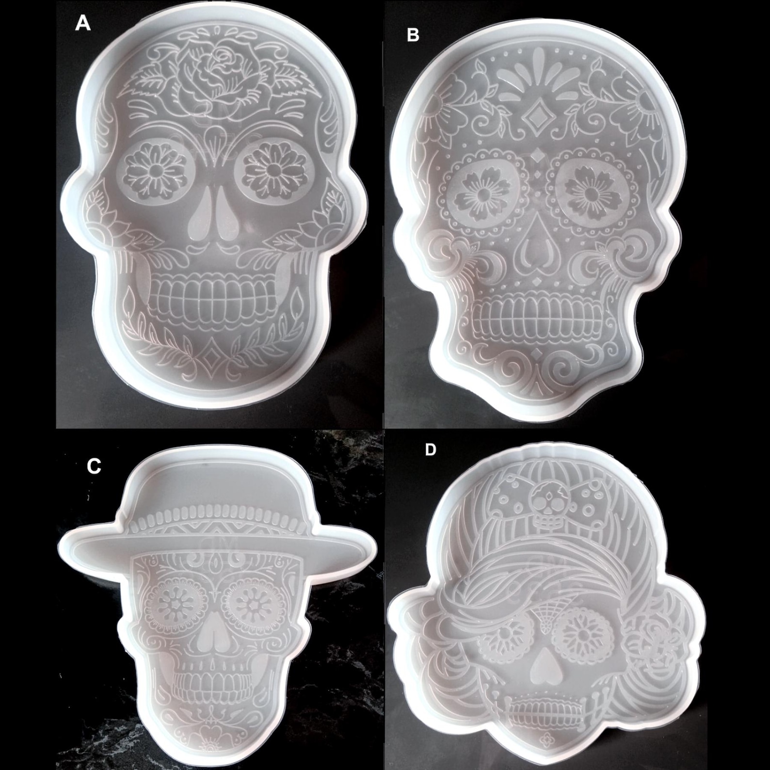 Large Skull Coasters Molds 4 Designs Available, Sugar Skull Resin ...