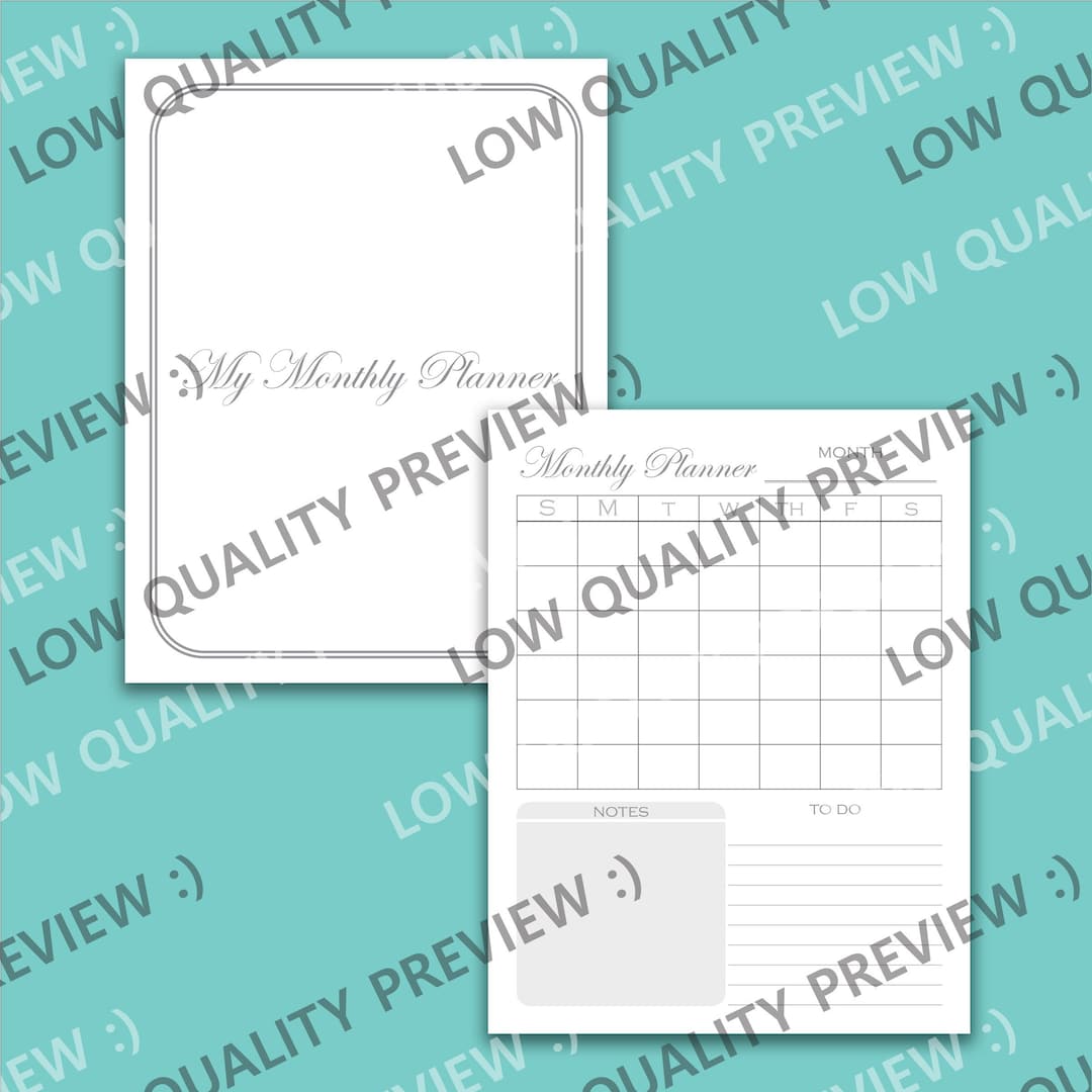 Monthly Planner Insert, Downloadable Printable Digital, Undated ...