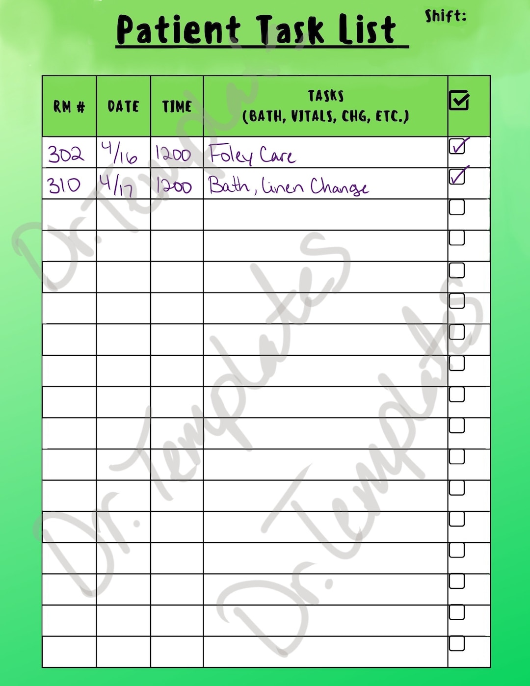 Patient Task List Chart - Etsy